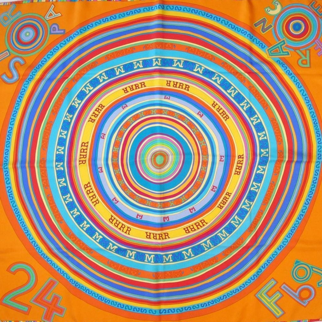 Hermes 2004 Orange/Blue Tohu Bohu Twill 90cm Box! | poupishop