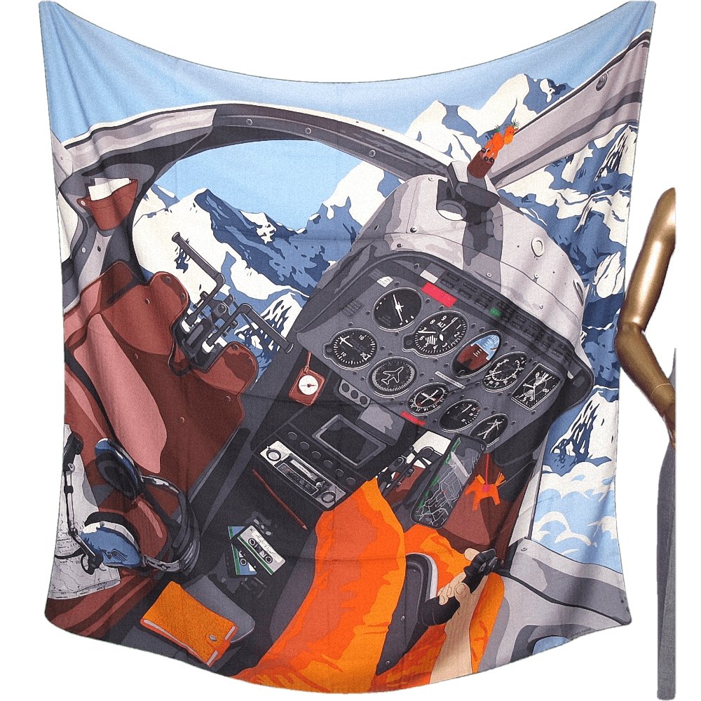 Hermes 2019 Anthracite Orange Sky Blue High Flyer Cashmere Shawl 140 ...